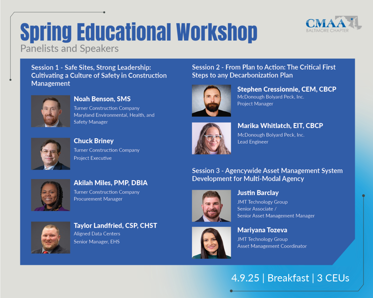 2025 CMAA Baltimore - Spring Education Workshop - CMAA Baltimore Chapter